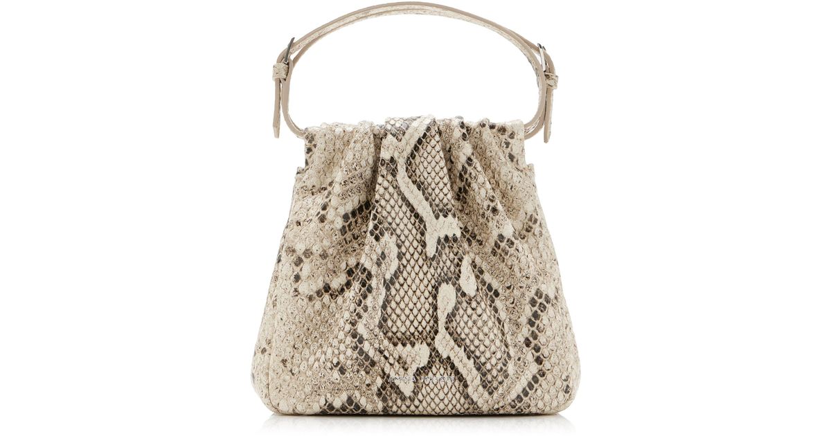 AMINA MUADDI Vittoria Snake-effect Leather Tope Handle Bag in Natural ...