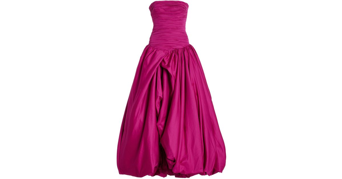 Aje. Violette Ruched Bubble-hem Satin Maxi Dress in Pink | Lyst