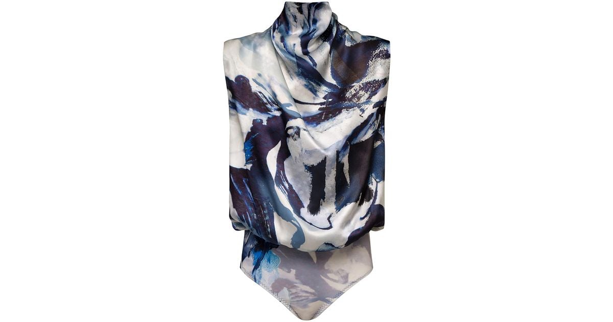 Maria Elena Villamil Etereo Silk Bodysuit in Blue | Lyst UK