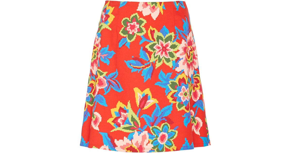 Carolina Herrera Floral-print Stretch-cotton Mini Skirt - Lyst