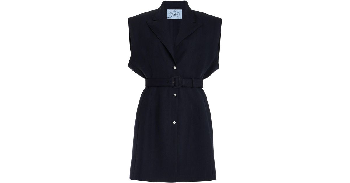 Prada Wool Mini Blazer Dress in Blue | Lyst
