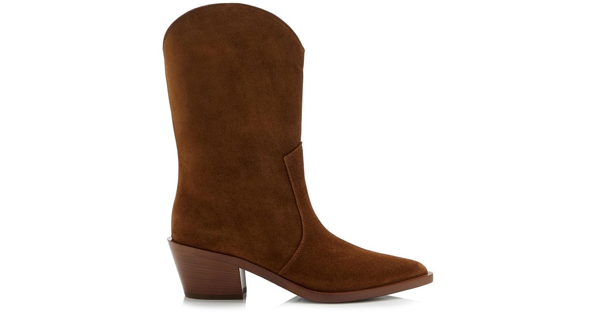 Gianvito Rossi Suede Western Boots in Brown | Lyst