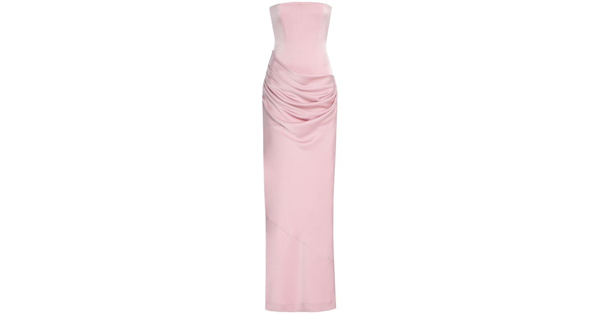 Alex Perry Strapless Corset-Waist Satin Gown in Pink | Lyst