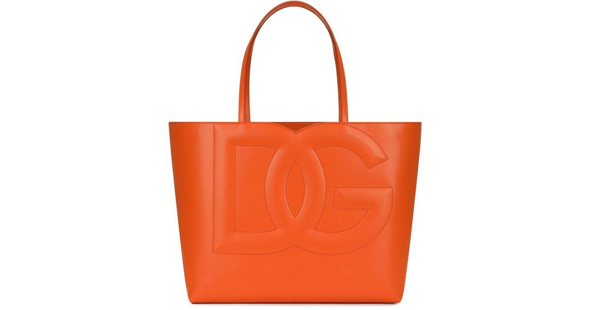 Dolce & Gabbana Dg Logo Medium Shopping Bag in Orange | Lyst UK
