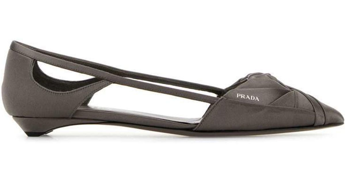 Prada Flats in Gray | Lyst