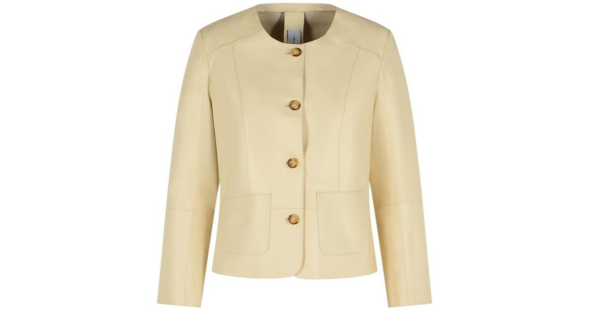 Bully Ivory Leather Jacket in Natural | Lyst UK