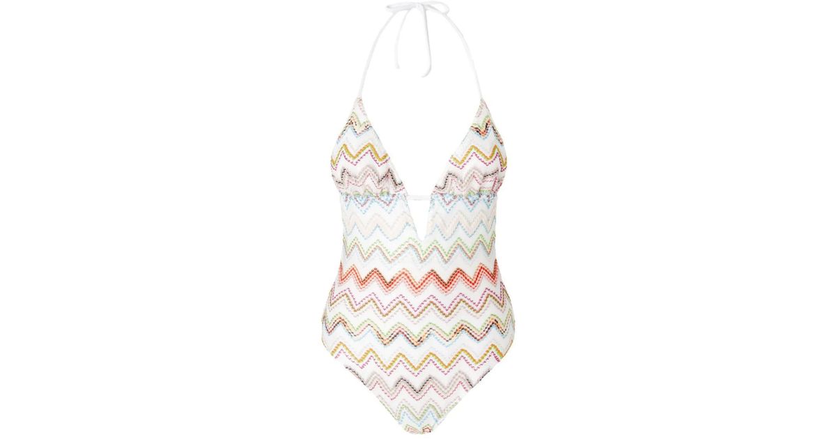 Missoni Swimsuit With Zigzag Pattern in White | Lyst UK