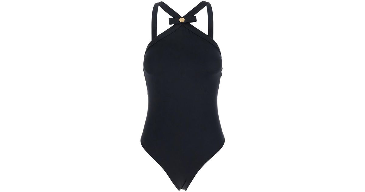 Versace One-Piece Swimsuit With Medusa Head Detail in Blue | Lyst UK