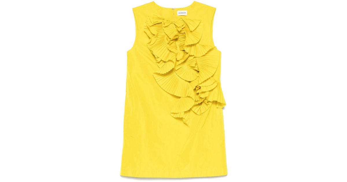 P.A.R.O.S.H. Pimpy Ruffled-Detail Mini Dress in Yellow | Lyst UK