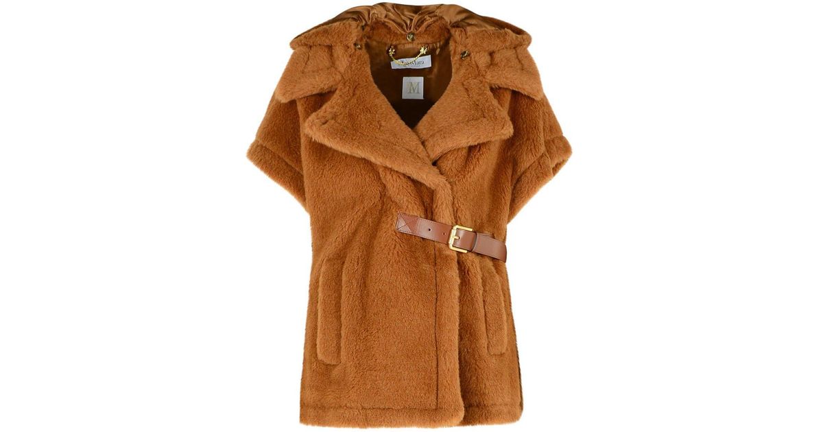 Max Mara 'Woolly' Alpaca Blend Cape in Brown | Lyst UK