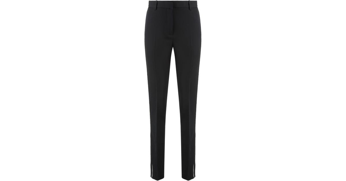 Versace Wool Tailored Trousers in Black | Lyst
