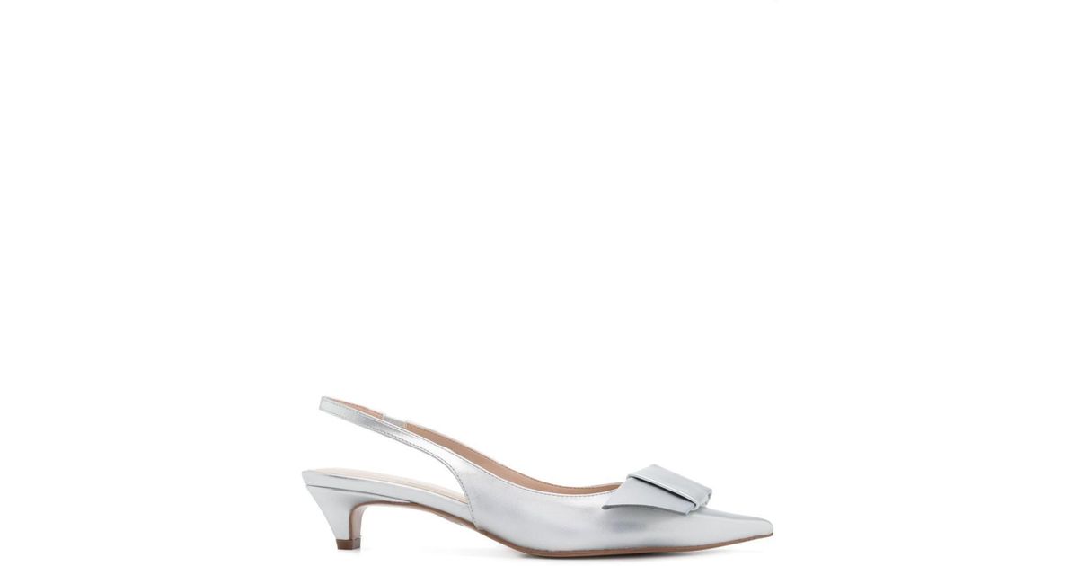 Twinset Laminated Leather Slingback in White | Lyst