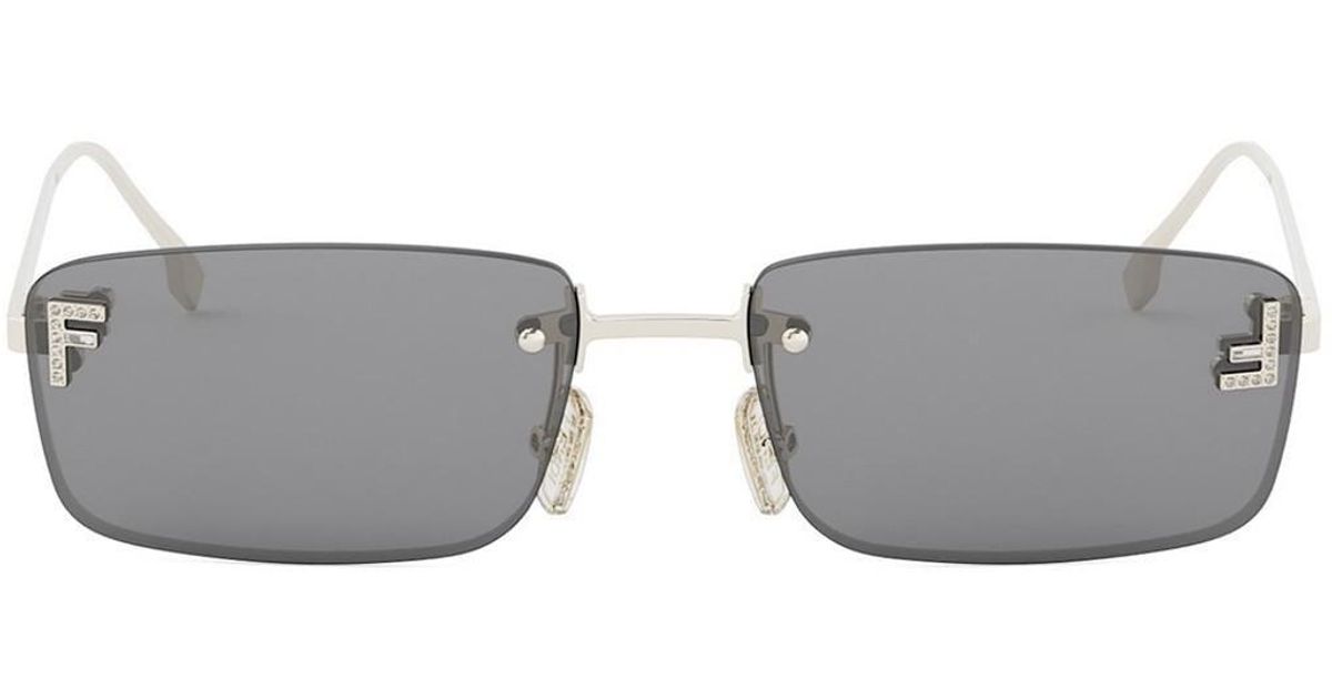 Fendi First Crystal Sunglasses in Gray | Lyst