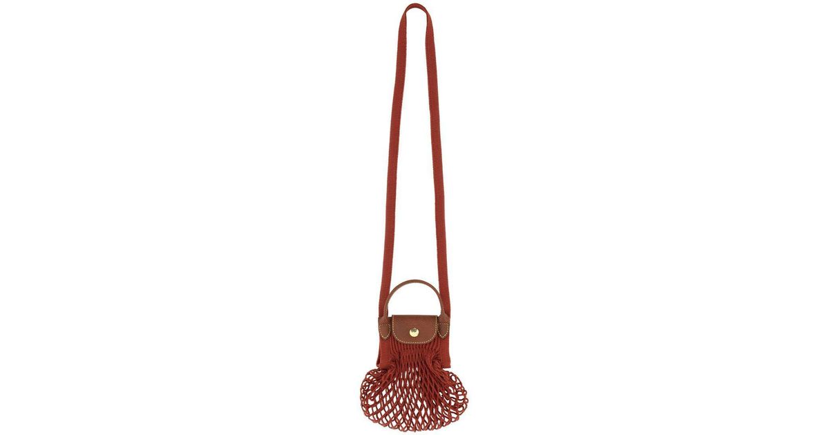 Longchamp Le Pliage Filet Mini Bag in Red | Lyst
