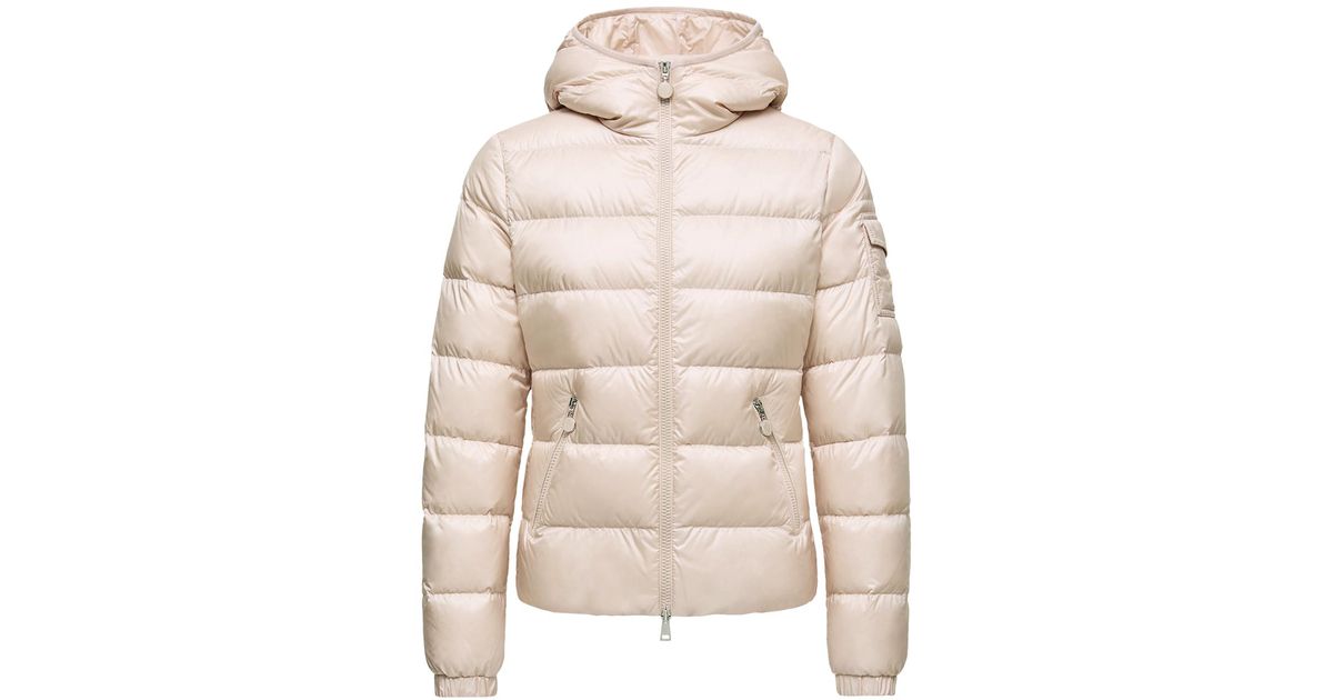 Moncler Gles Hooded Short Down Jacket in Natural | Lyst UK