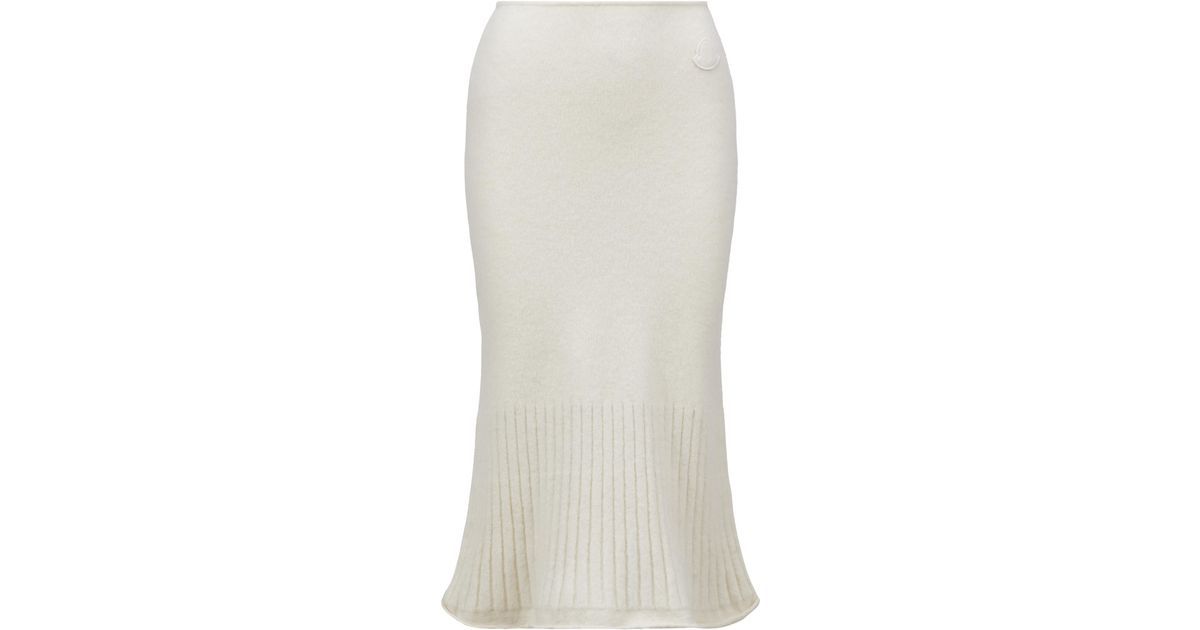 Moncler Wool & Alpaca Midi Skirt in White | Lyst