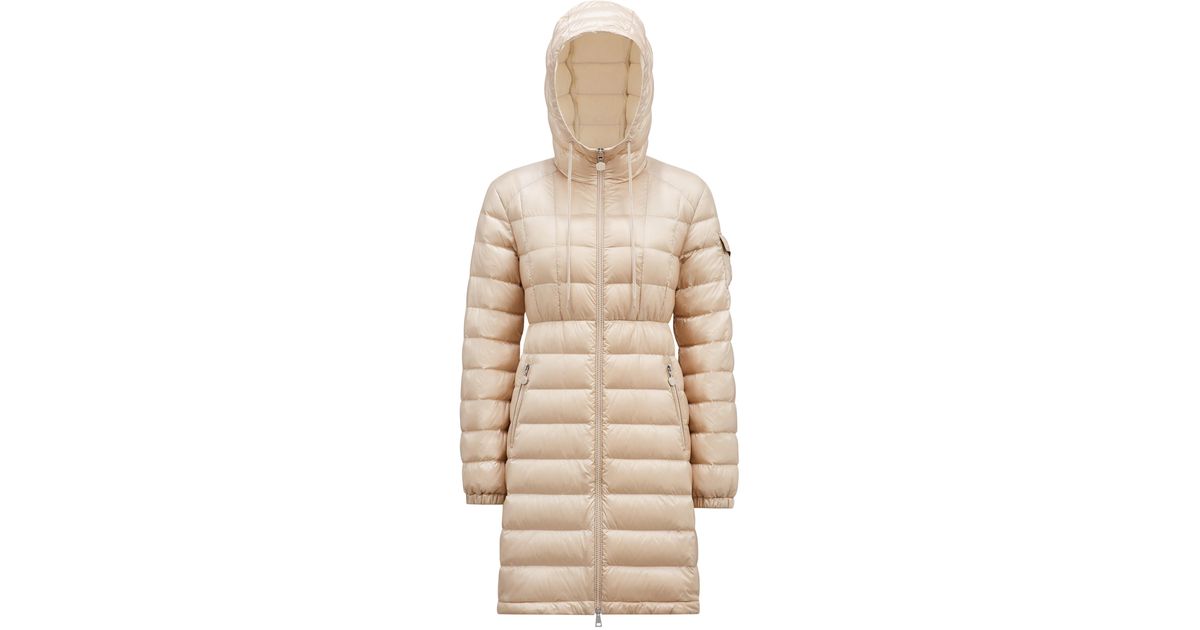Moncler Amintore Long Down Jacket in Natural | Lyst UK