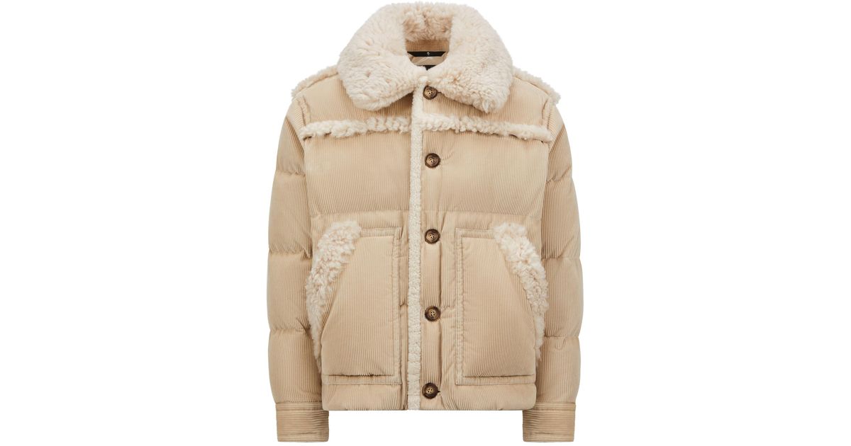 Moncler Couloir Corduroy & Shearling Down Shirt Jacket in Natural for ...
