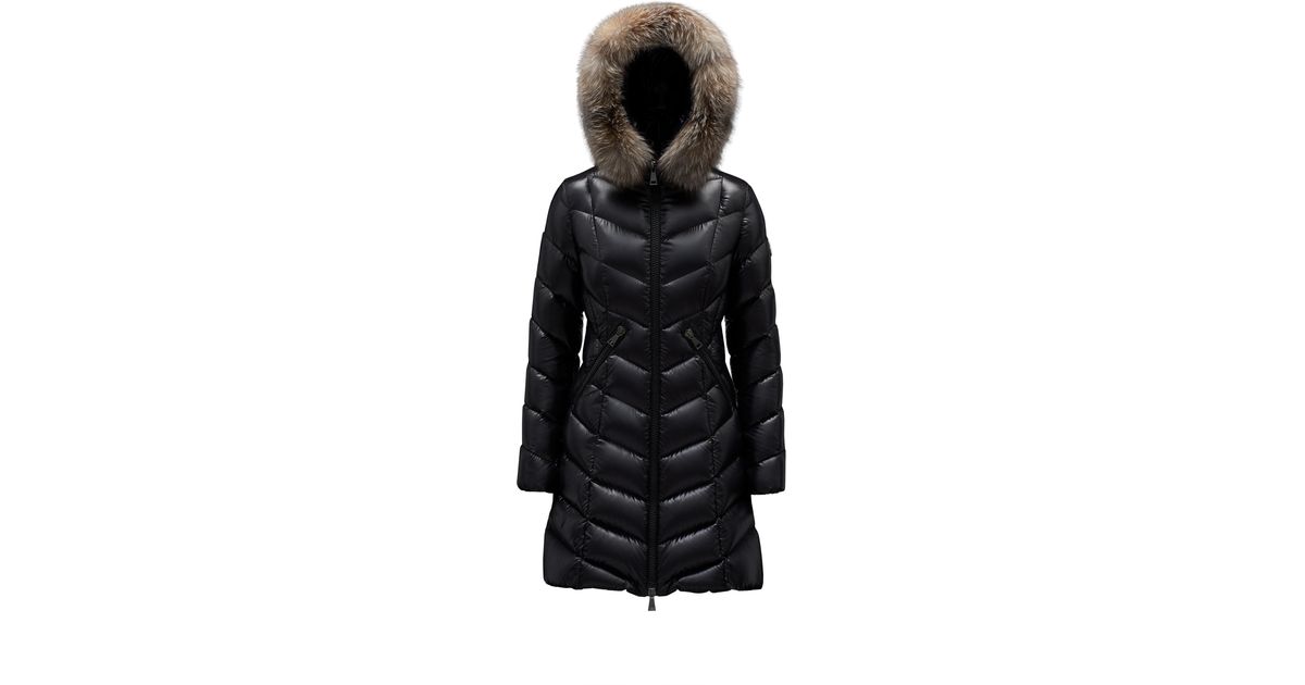 Moncler Fulmarus Long Down Jacket in Black | Lyst UK