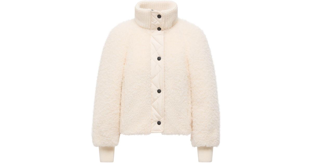 Moncler Moncler Ayles Teddy & Wool Short Down Jacket in Natural | Lyst