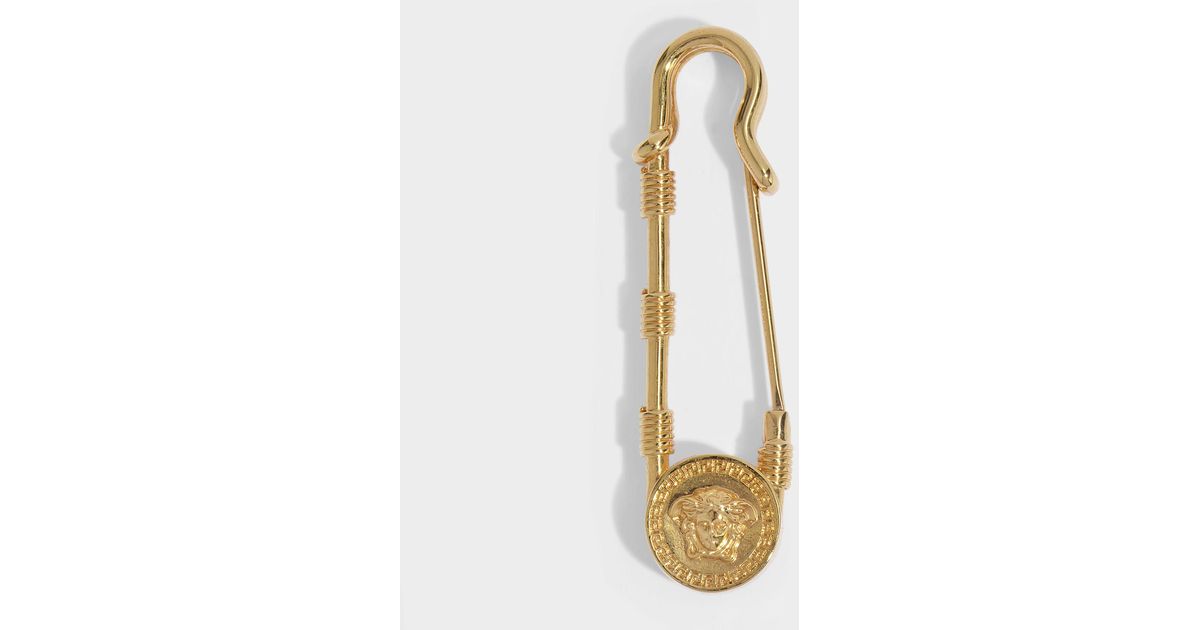 Versace Medusa Safety Pin Brooch in Metallic | Lyst