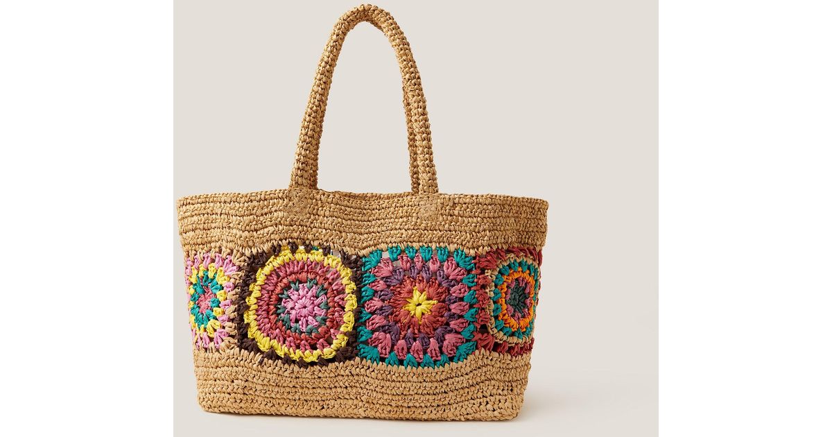 Monsoon Pippa Crochet Raffia Beach Bag in Natural | Lyst UK