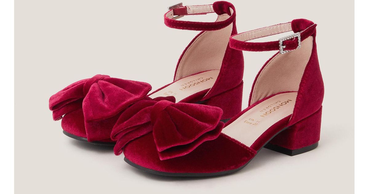 Monsoon Bow Velvet Heels Red in Pink | Lyst UK