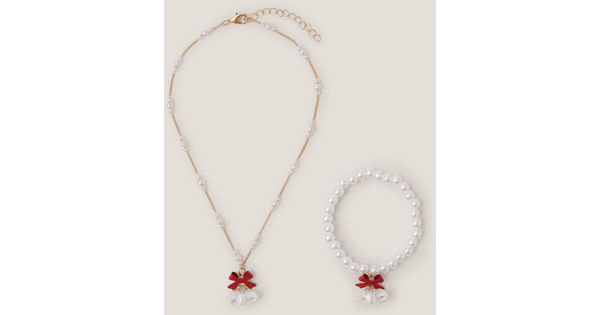 Monsoon Festive Bell Necklace & Bracelet Set in Natural | Lyst UK
