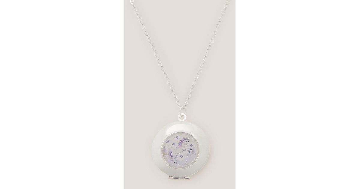 Monsoon Unicorn Locket Pendant Necklace in White | Lyst UK