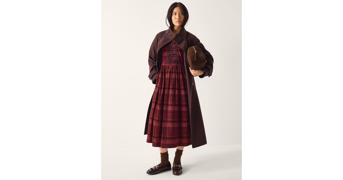 Monsoon Charly Check Corduroy Midi Dress Red | Lyst UK