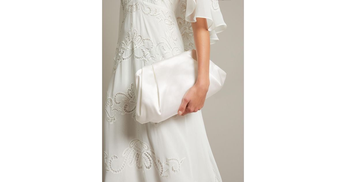 Monsoon Oona Pleat Satin Clutch Bag in White | Lyst UK