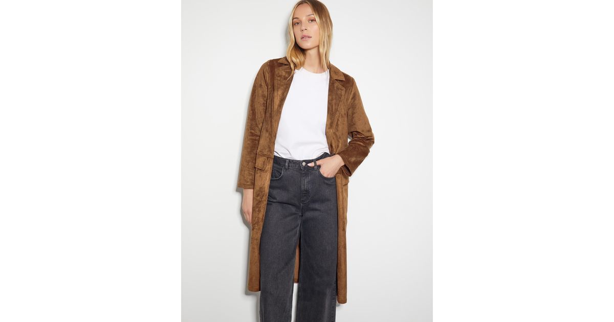 Monsoon Tove Suedette Trench Coat Brown in Blue | Lyst UK