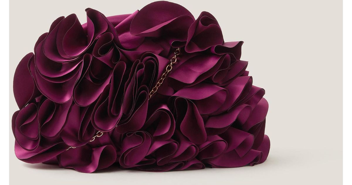Monsoon Mindy Corsage Satin Clutch Bag in Purple | Lyst UK