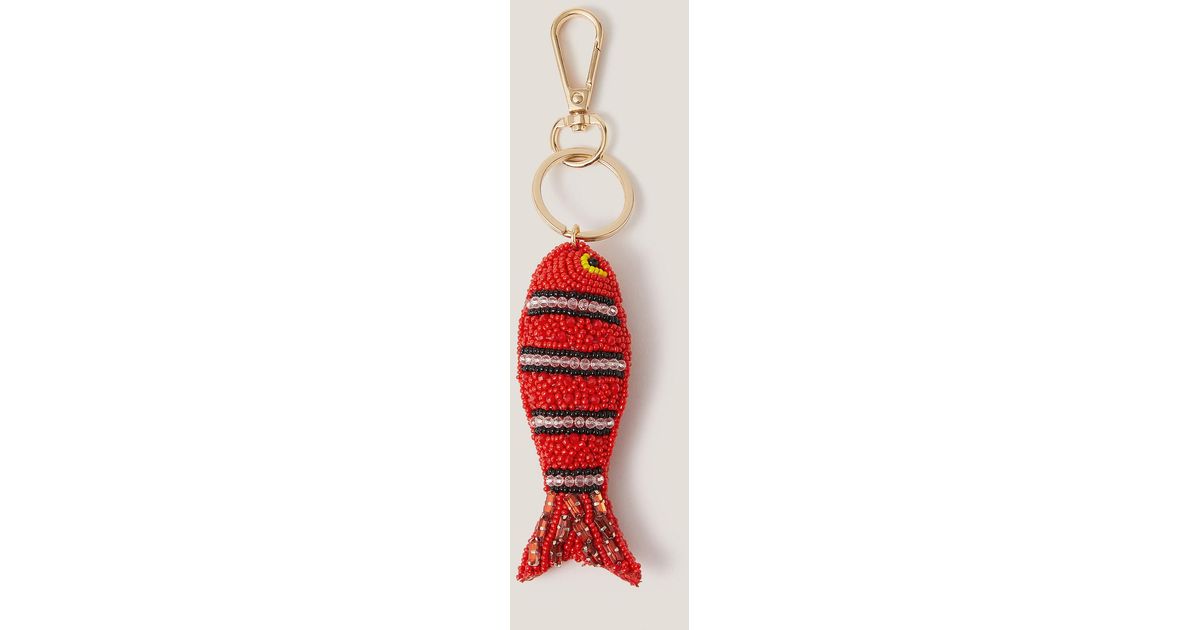 Monsoon Fish Beaded Bag Charm in Red | Lyst UK