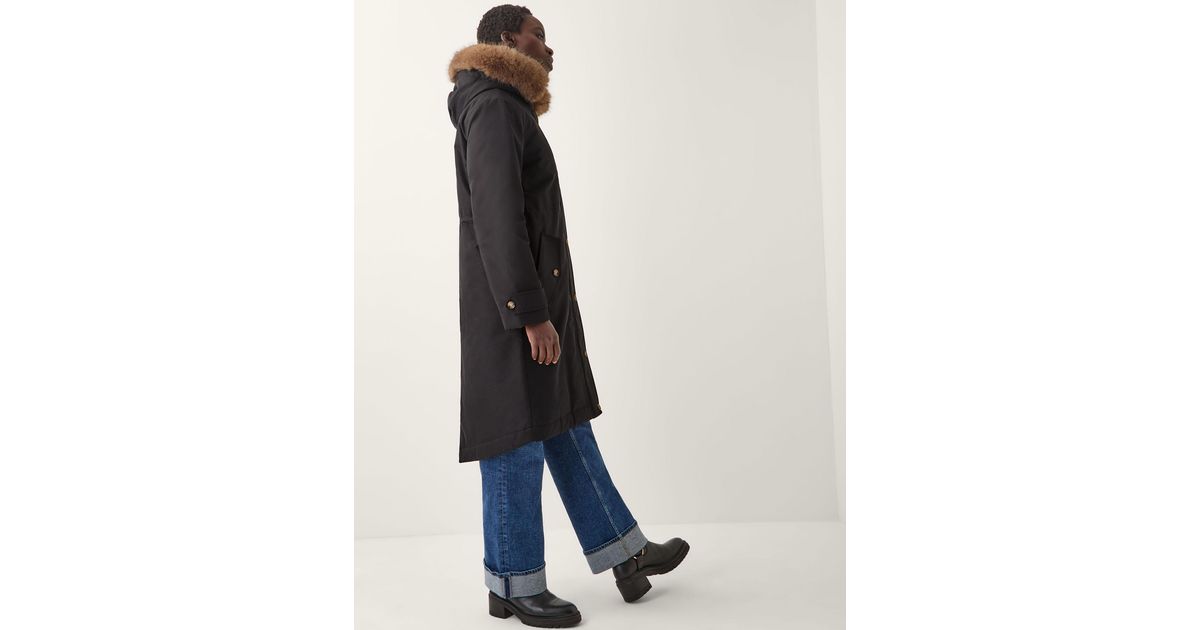 Monsoon Paula Faux Fur Parka Black in Blue | Lyst UK