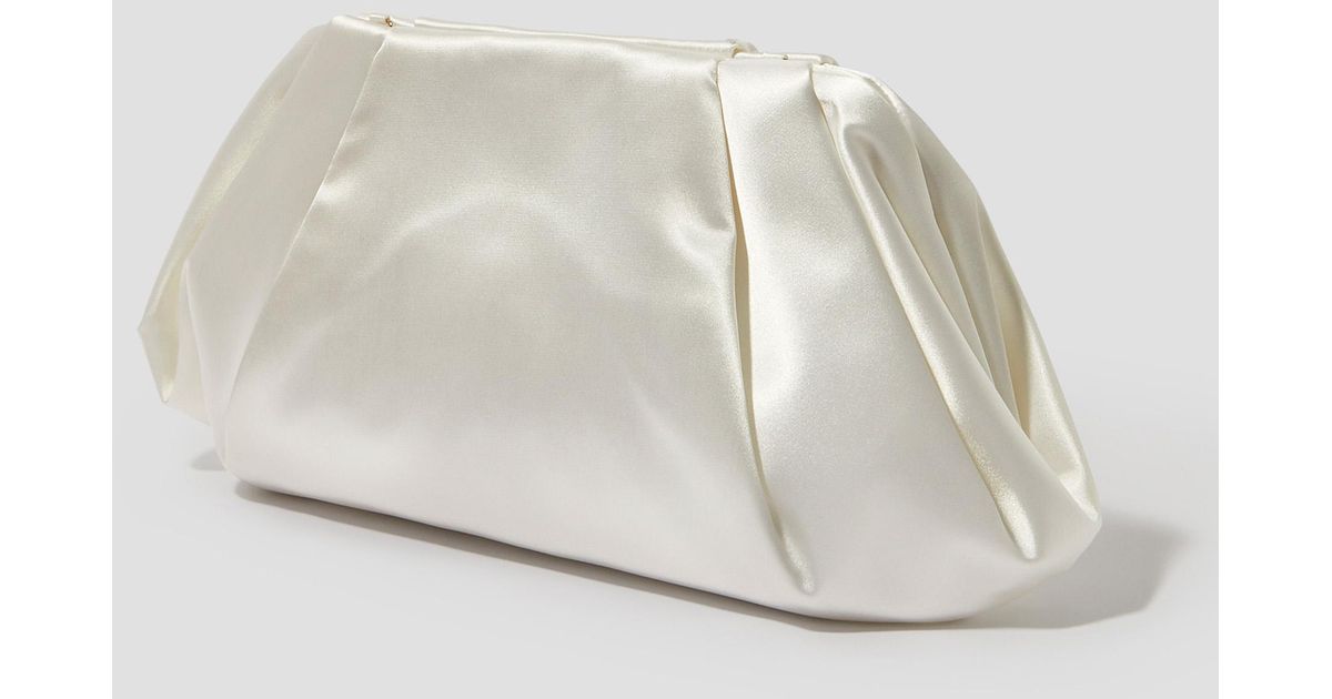 Monsoon Oona Pleat Satin Clutch Bag in Natural | Lyst UK