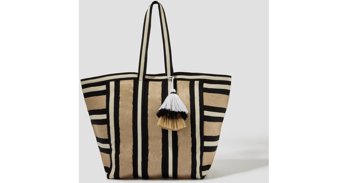 Monsoon Ari Metallic Stripe Beach Bag | Lyst UK