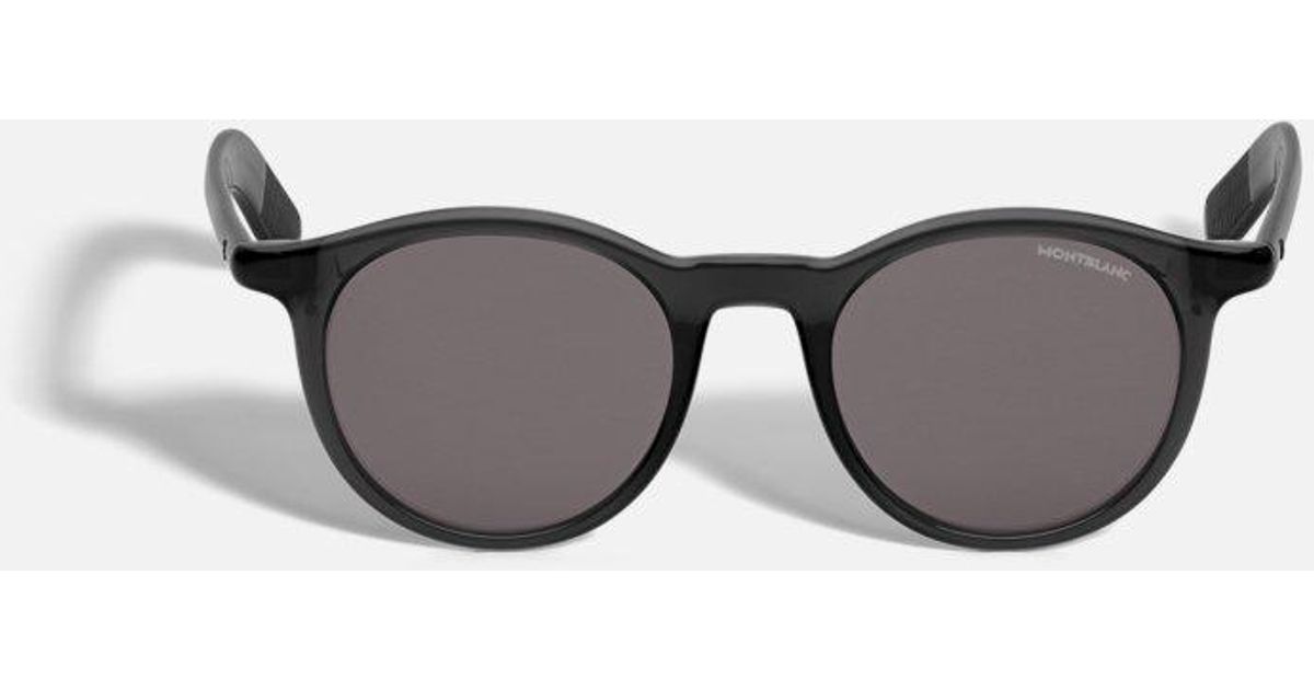 Montblanc Round Sunglasses With Black Injected Acetate Frame Lyst