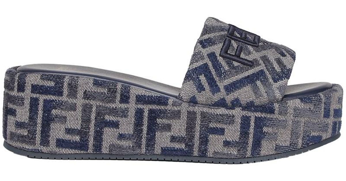 Fendi Sunshine Flatform Slide in White | Lyst