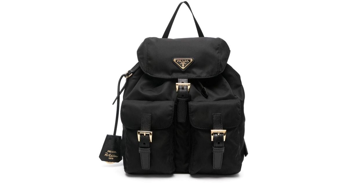 Prada Small Re-nylon Backpack in Black | Lyst