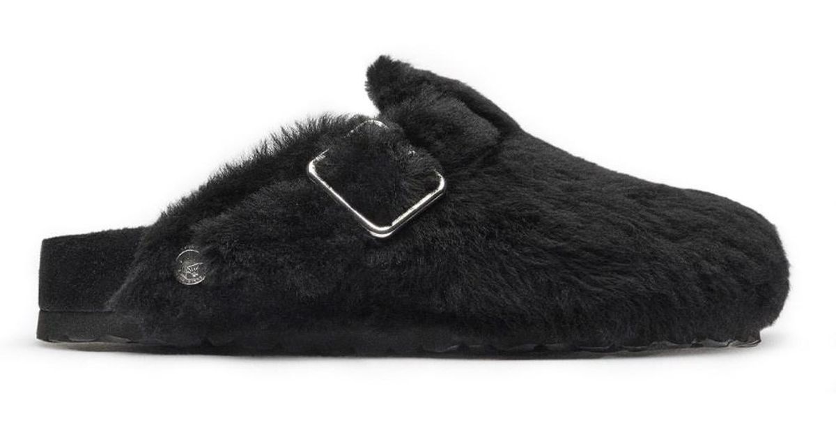 Birkenstock 1774 Shearling Boston Clogs in Black for Men | Lyst