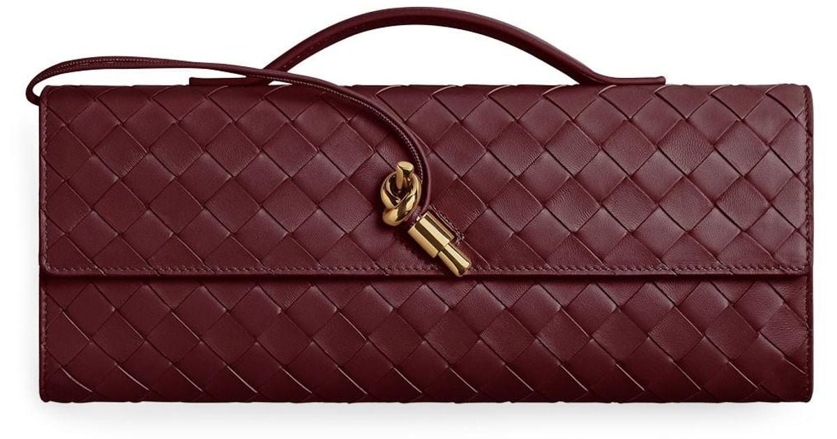 Bottega Veneta Long Clutch Andiamo With Handle in Red | Lyst UK