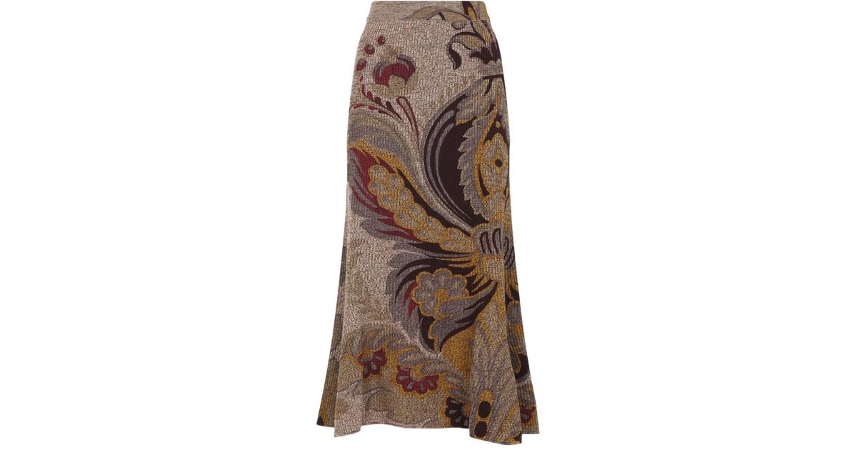 Etro Paisley Pattern Skirt in Brown | Lyst UK