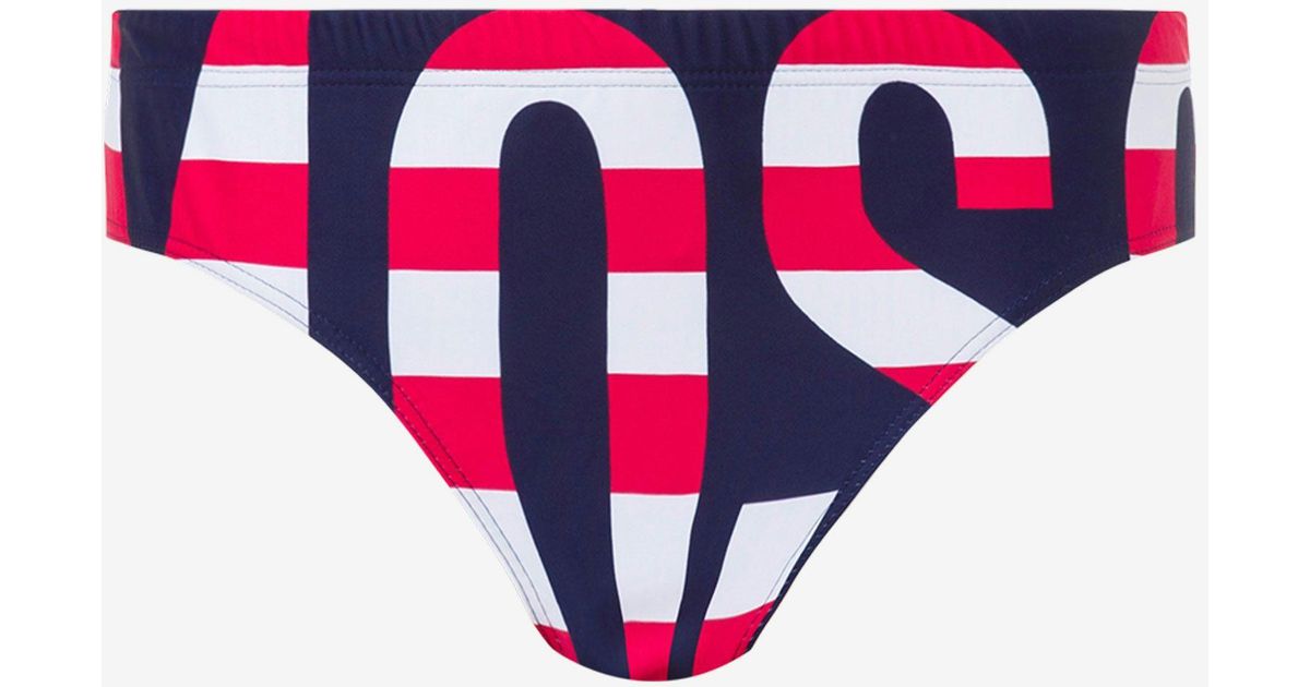 Moschino Swim Slip Striped Lettering Logo in Blue for Men | Lyst