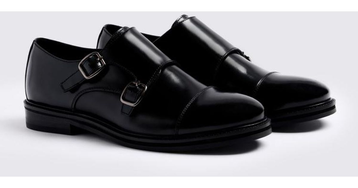Moss Chunky Double Monk Shoes in Black for Men | Lyst UK