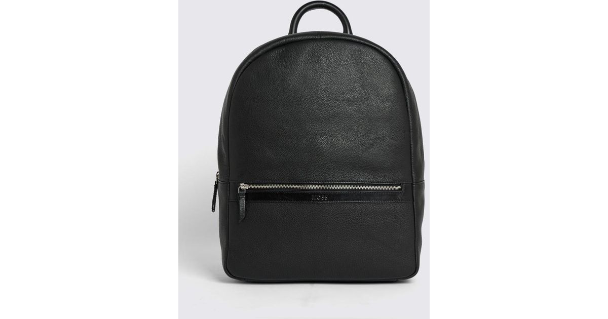 Moss Grained Leather Backpack in Black for Men | Lyst UK