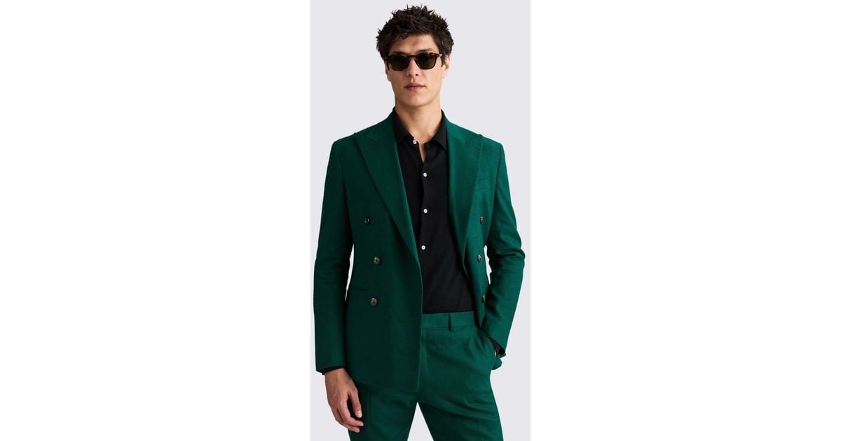 Moss Slim Fit Emerald Matte Linen Suit Jacket in Green for Men | Lyst UK
