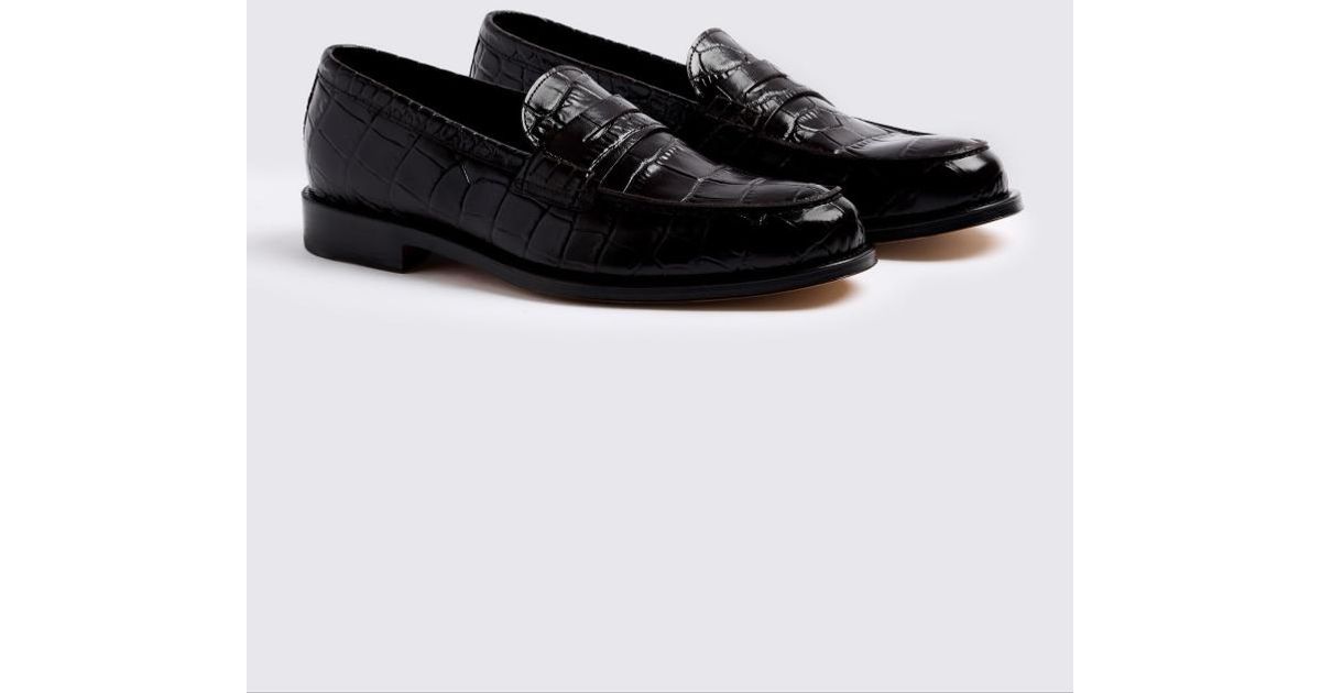 Moss Ox Blood Croc Loafer in Black for Men | Lyst UK