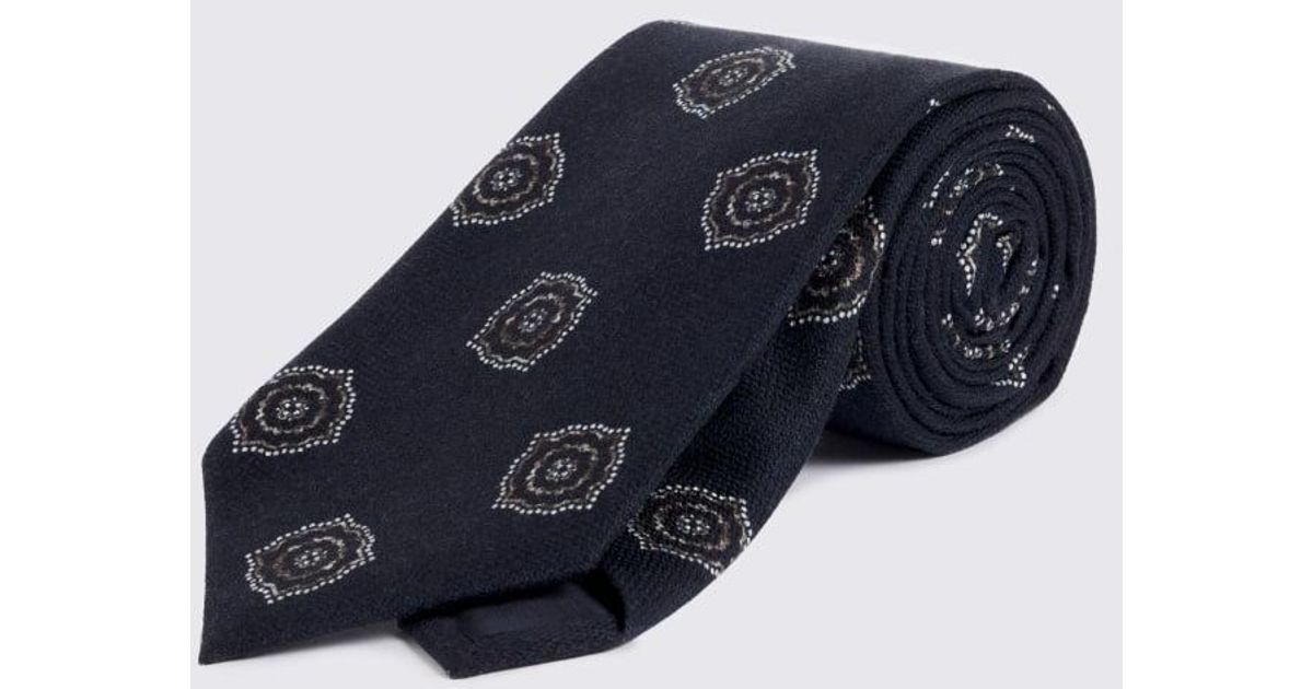 Tessitura bottinelli Bottinelli Dark Silk Medallion Tie in Blue for Men ...