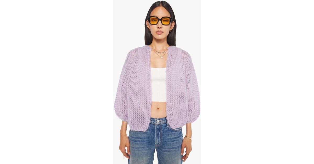 Maiami Mohair Bomber Cardigan Soft Jacket in White | Lyst